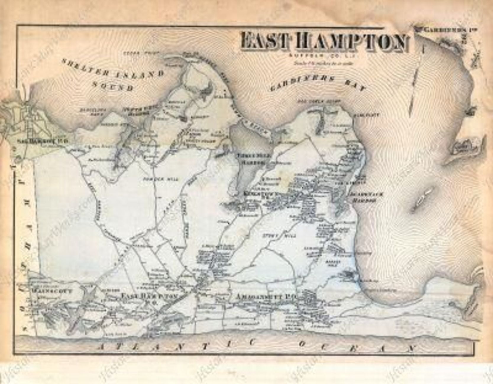 Map: East Hampton, Long Island 1873 (1873) – The Shop at Historic Map Works